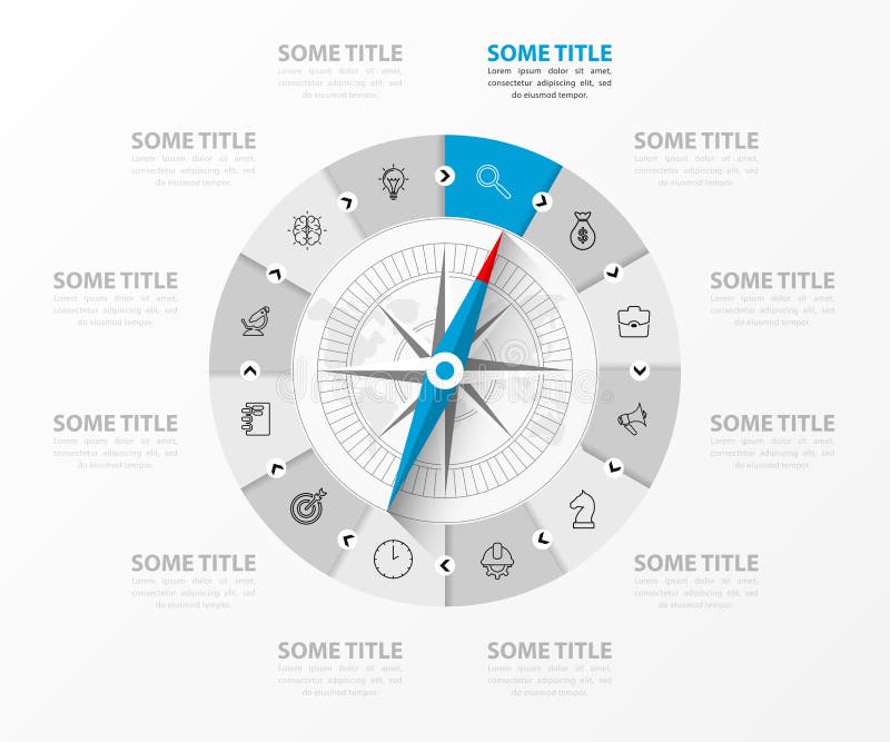 Infographic Compass Steps Stock Illustrations – 45 Infographic Compass ...