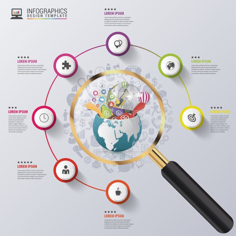 Infographic Design Template. Creative World Under the Magnifying Glass ...