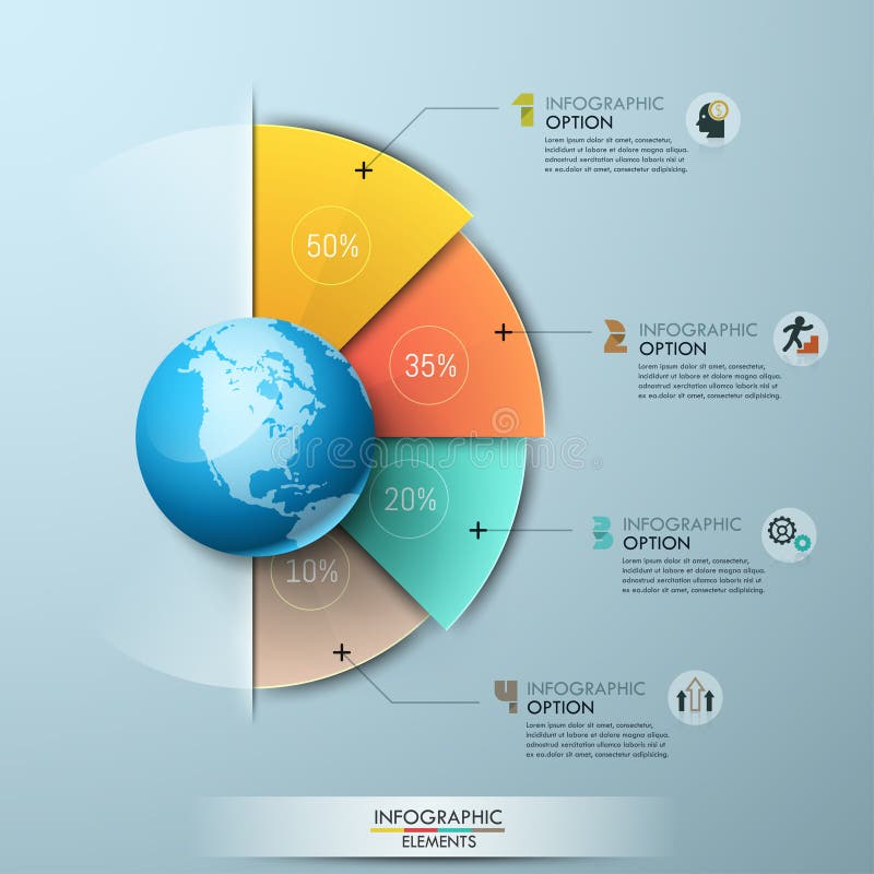 Infographic Design Template. Four Sectoral Elements with Percentage ...