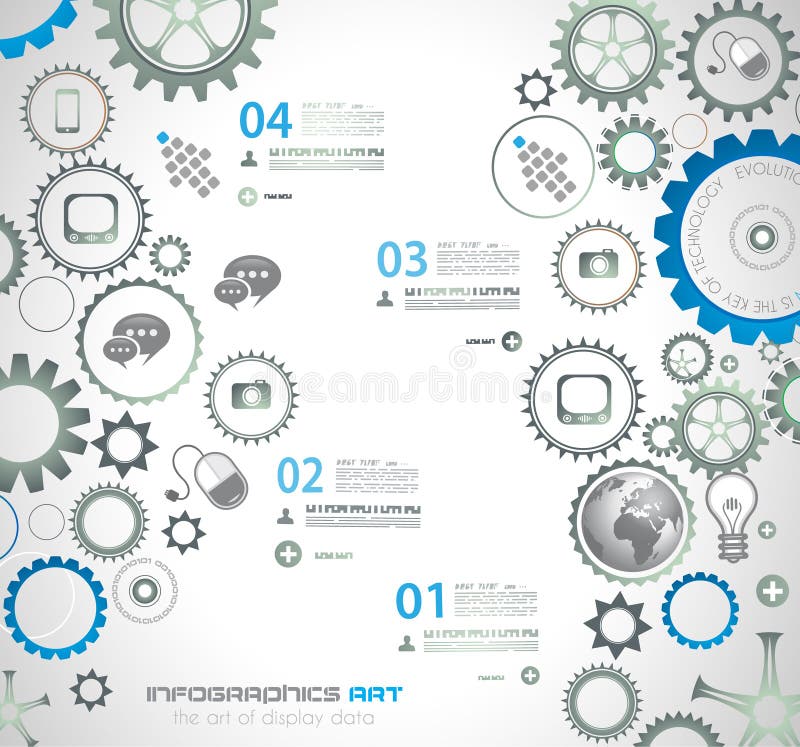 Infographic Design Template with Gear Chain. Stock Illustration ...