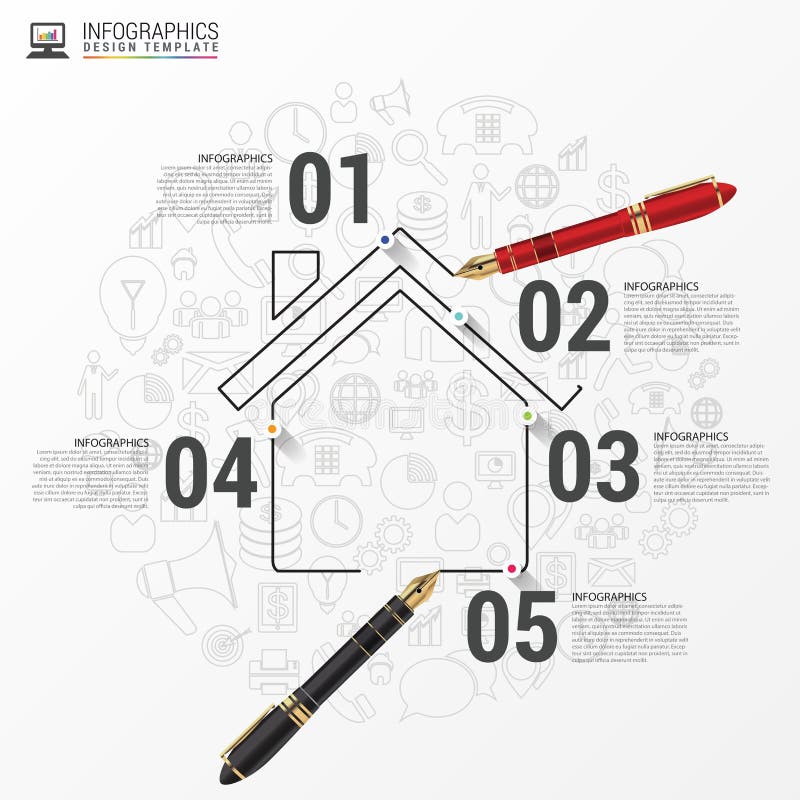 Infographic Design Template with House. Vector Stock Vector ...