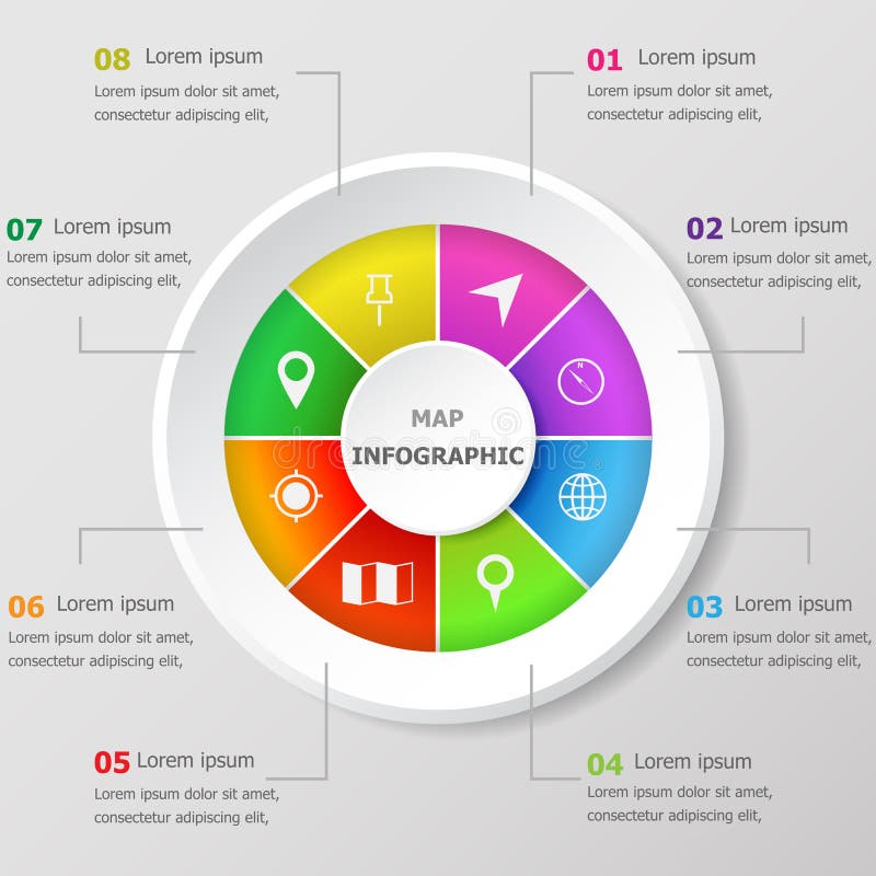 Infographic Design Template with Map Icons Stock Vector - Illustration ...