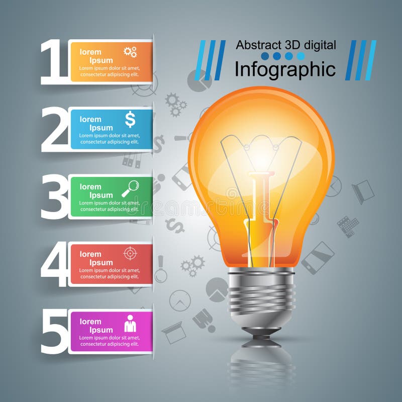 Infographic Design. Bulb, Light Icon. Stock Vector - Illustration of ...