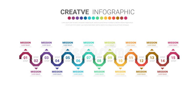 Infographic Design Template with Numbers 15 Option for Presentation ...