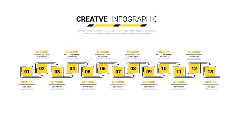 Infographic Design Template with Numbers 13 Option for Presentation ...