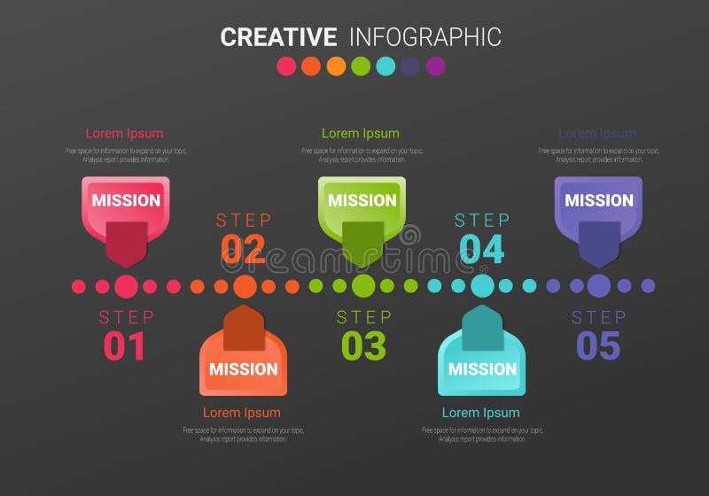 Infographic Design Template with Numbers 5 Option for Workflow Layout ...