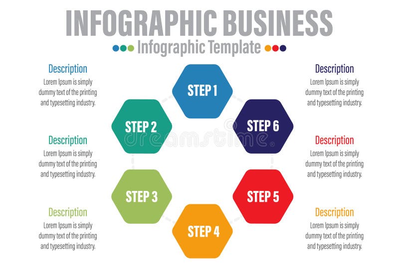Infographic Design Template with Numbers Six 6 Steps, Six 6 Option Can ...