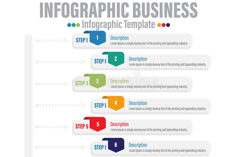 Infographic Design Template with Numbers Six 6 Steps, Six 6 Option for ...
