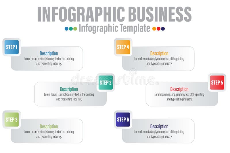Infographic Design Template with Numbers Six 6 Steps, Six 6 Option for ...
