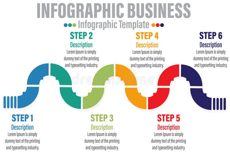 Infographic Design Template with Numbers Six 6 Steps, Six 6 Option for Presentation Infographic ...