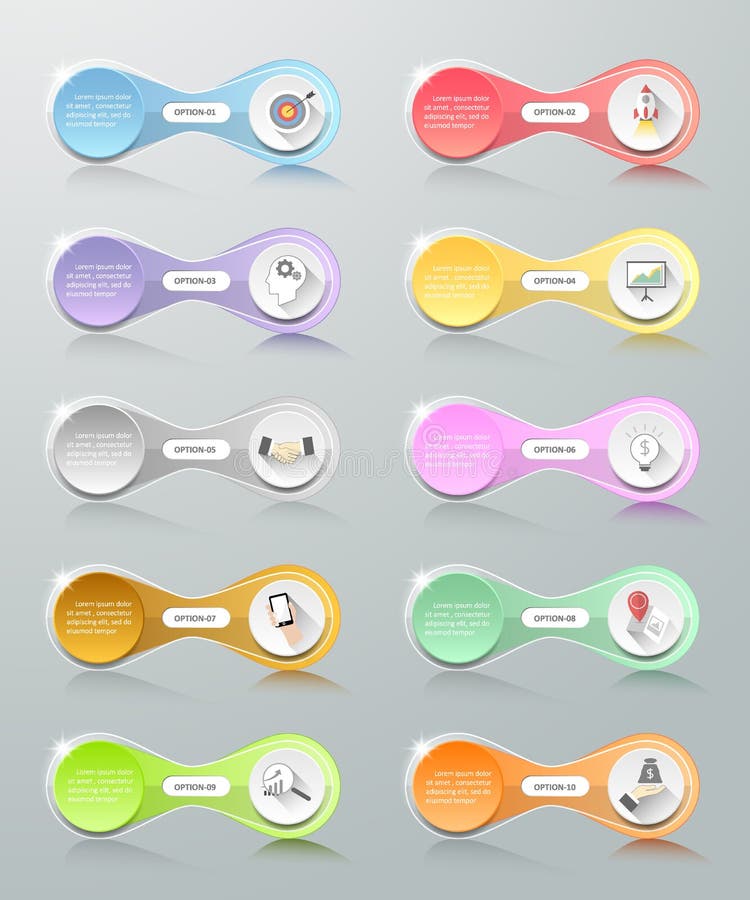 Infographic Design Template 10 Options. Can Be Used for Workflow Layout ...