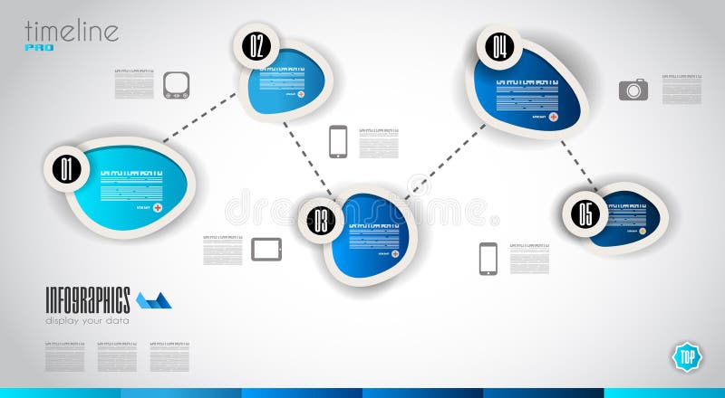 Temporary Timeline Infographic with Economic Icons Vector Circular ...