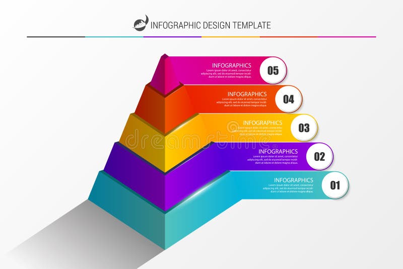 Infographic Design Template. Pyramid with 5 Steps Stock Vector ...