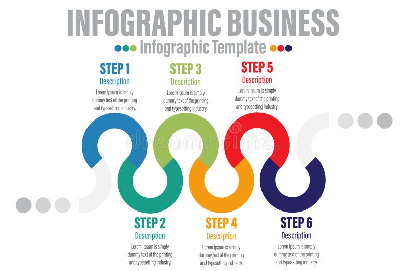 Infographic Design Template with Six 6 Steps or Six 6 Options, Can Be ...