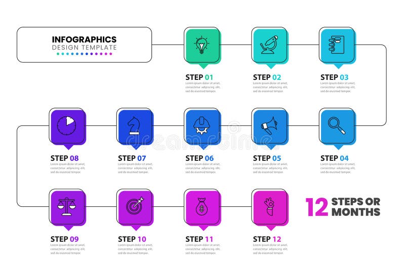 Infographic Template Timeline 12 Steps Vector Stock Illustrations – 527 ...