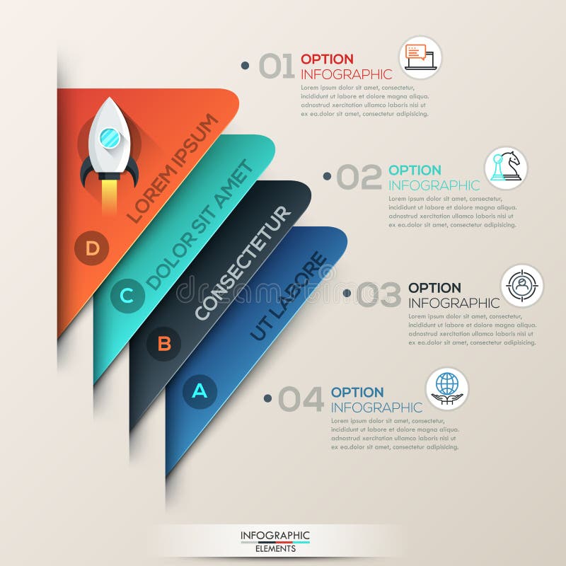 Infographic Design Template with 4 Triangular Layers Stock Vector ...
