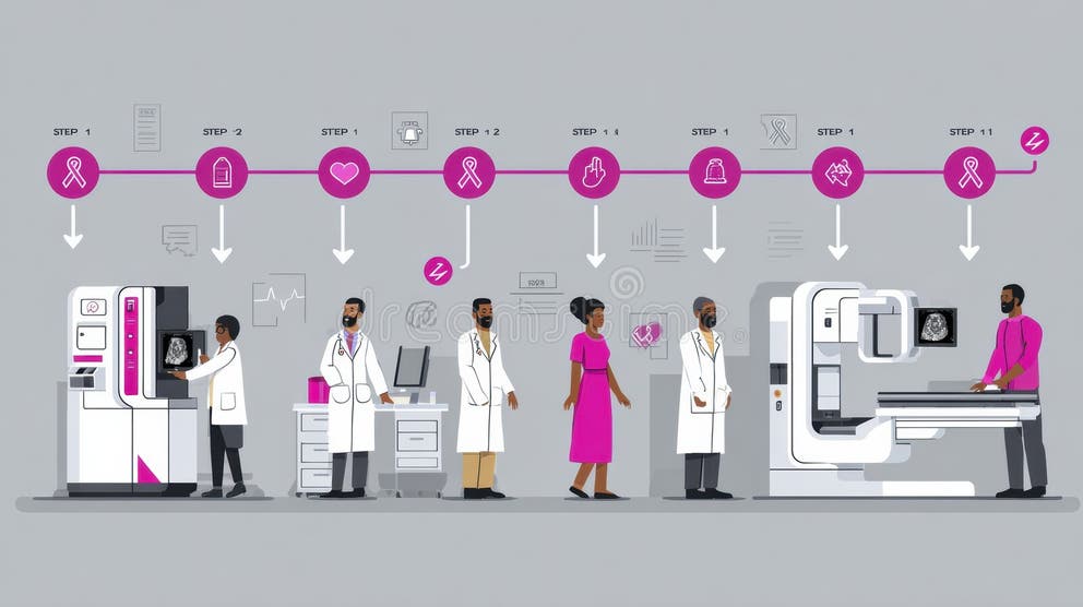 Step-by-step Guide To the Mammogram Process Illustrating Each Phase of ...