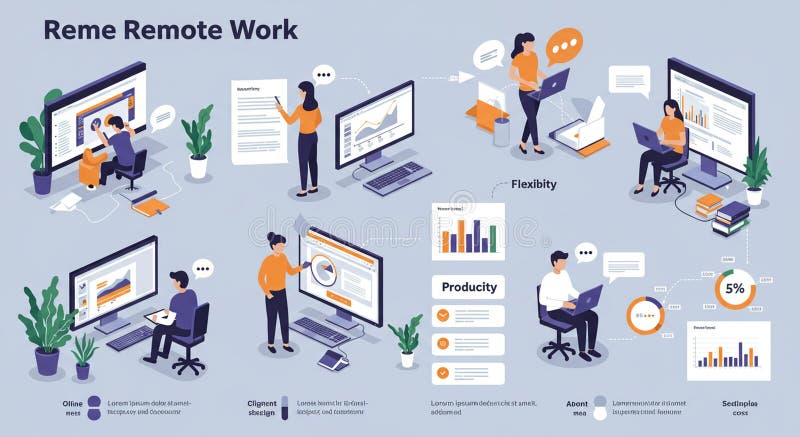 Remote Work Elements Stock Illustrations – 6,368 Remote Work Elements ...