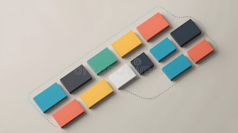 Infographic Diagram with Diagonal Colored Blocks and Dotted Connectors ...