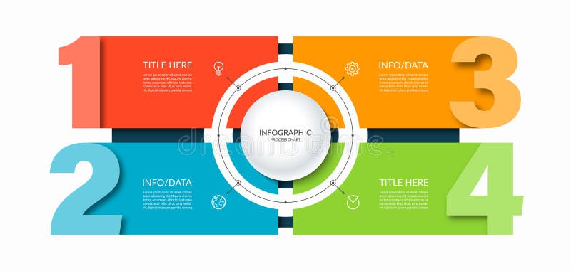 Infographic Diagram with 4 Numbered Steps, Options. Can Be Used As a ...