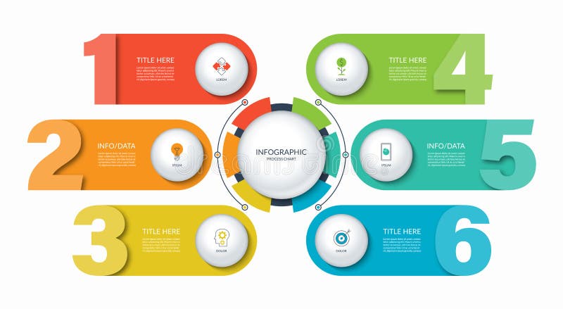 Infographic Diagram with 6 Numbered Steps, Options, Parts. Stock Vector ...
