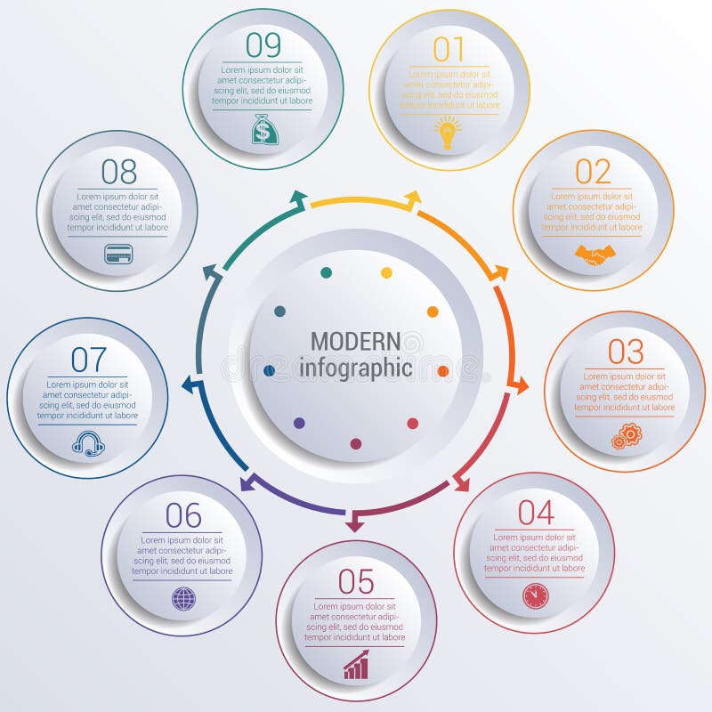 Vector Infographic Circle Template. Business Concept with 9 Options ...