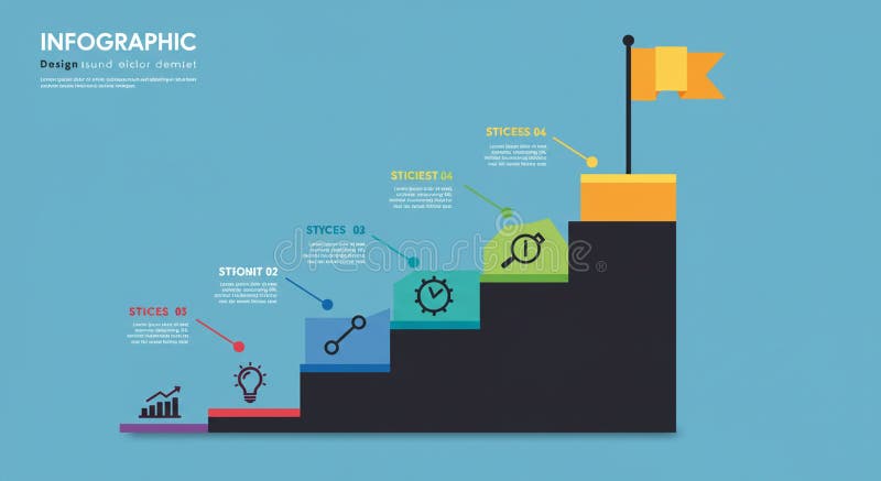 Infographic Displaying a Stair-step Layout with Five Steps in Varying ...