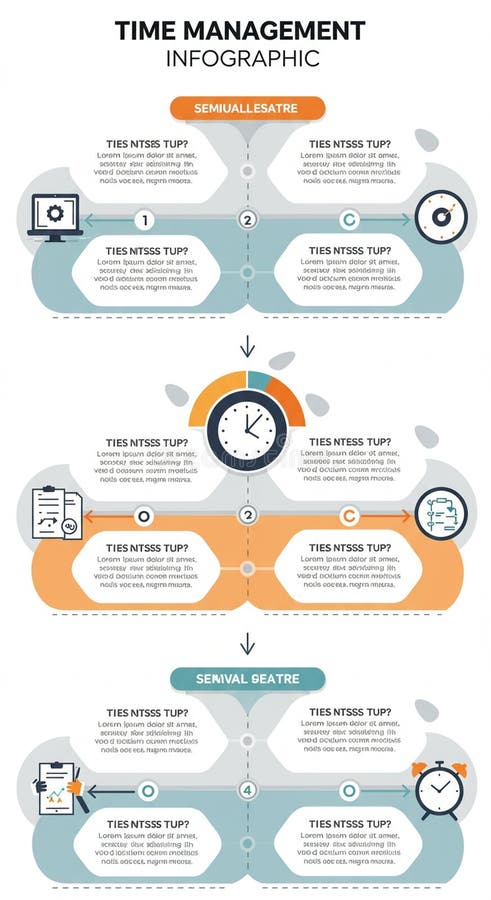 Infographic Displaying a Time Management Process Featuring Sections in ...