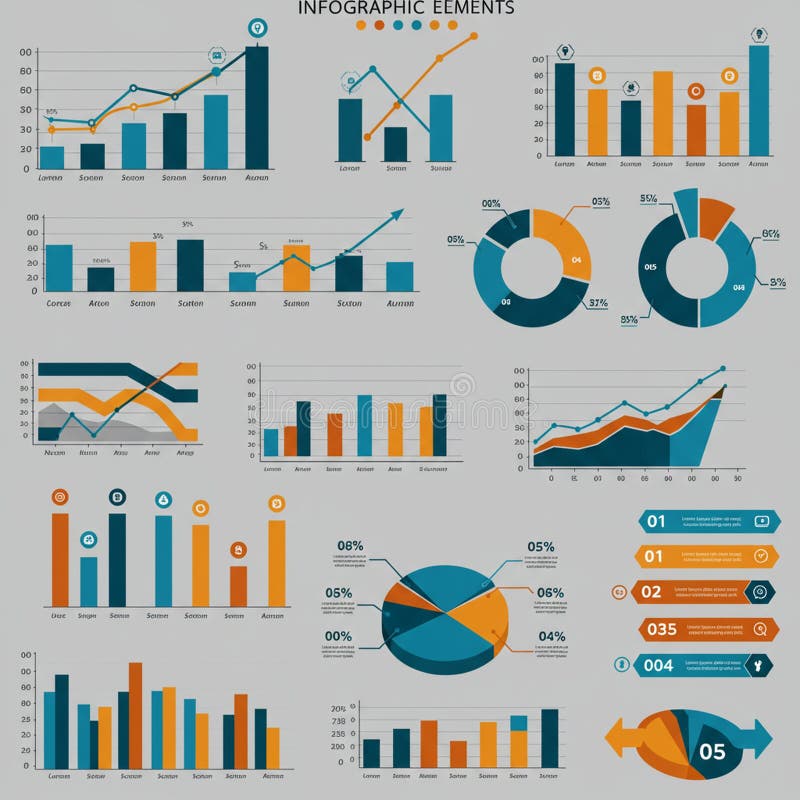 Infographic Displaying Various Chart Types: Bar, Line, and Pie Charts ...