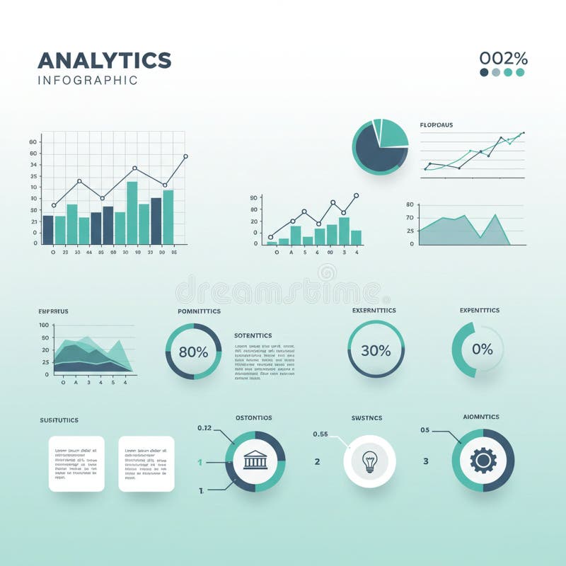 Infographic with a Navy Blue Background Featuring Various Charts and ...