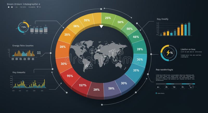 Infographic Displaying a World Map Surrounded by a Circular ...