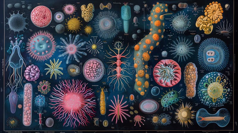 Infographic of Diverse Microscopic Life Forms Stock Photo - Image of ...