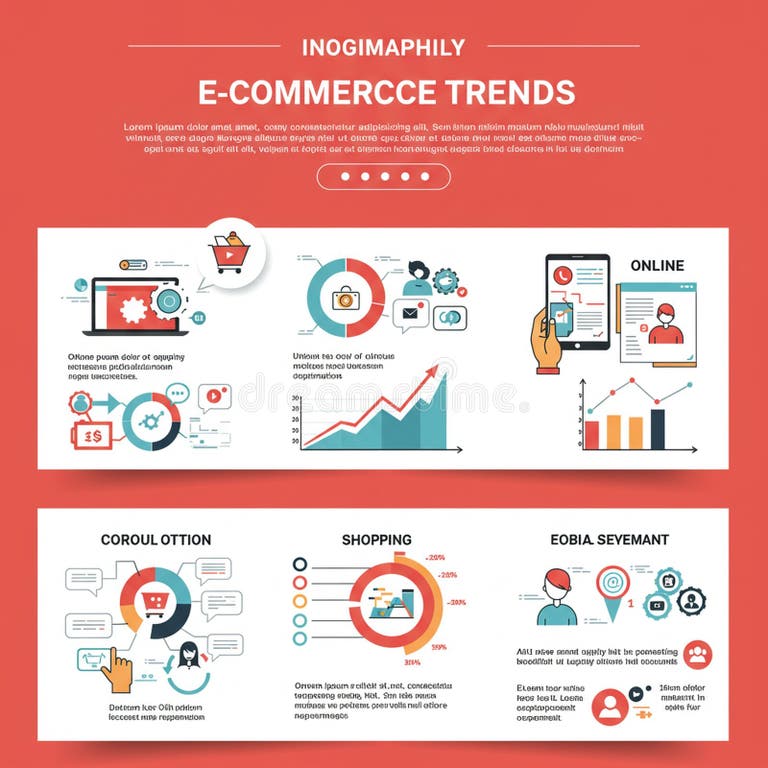 Infographic on E-commerce Trends with Illustrations of Digital Devices ...