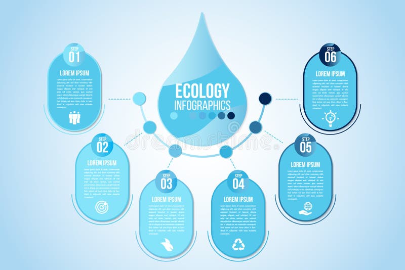 Infographic Eco Water Blue Design Elements Process 6 Steps or Options ...
