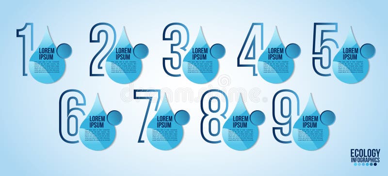 Infographic Eco Water Timeline Blue Design Elements Process 9 Steps or ...