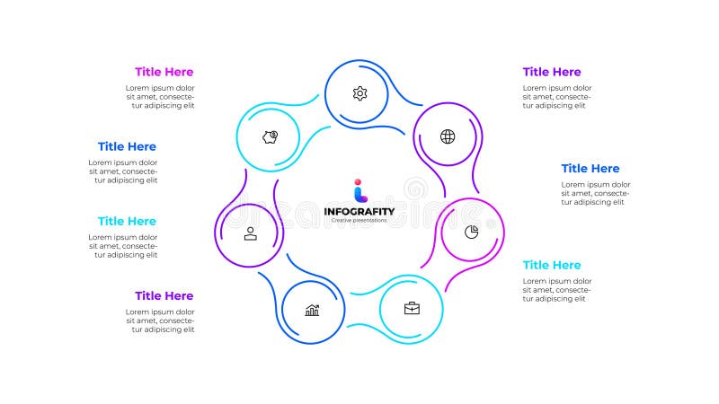 Infographic Element of Cycle Diagram Template with 7 Circles and Icons ...