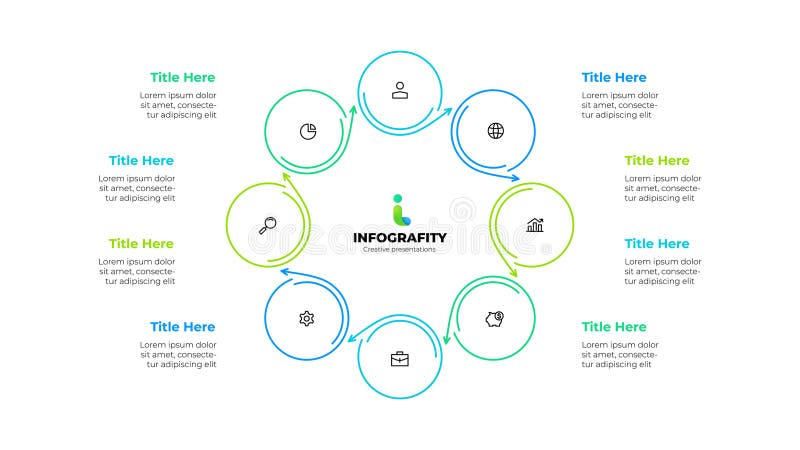 Infographic Element of Cycle Diagram Template with 8 Circles and Icons ...