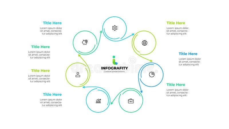 Infographic Element of Cycle Diagram Template with 7 Circles and Icons ...