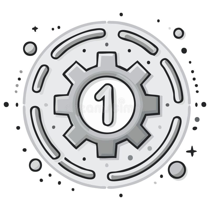 Infographic Element with Number One, Gear, and Orbits: Step or Process ...
