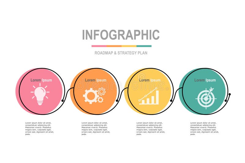 Infographic Element Template, Business Concept with , 4 Steps , Circle ...