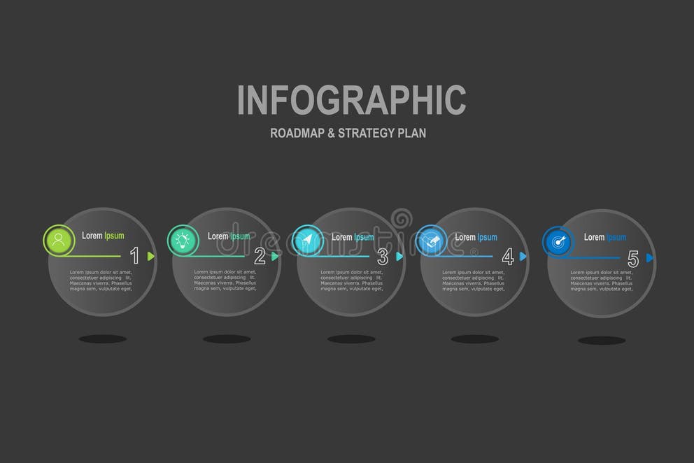 Infographic Element Template, Business Concept with 5 Steps, Grey ...