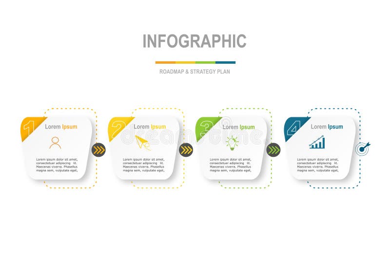 Infographic Element Template, Business Concept with, 4 Steps, Minimal ...