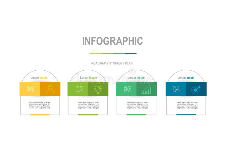 Infographic Element Template, Business Concept with 4 Steps, Minimal ...