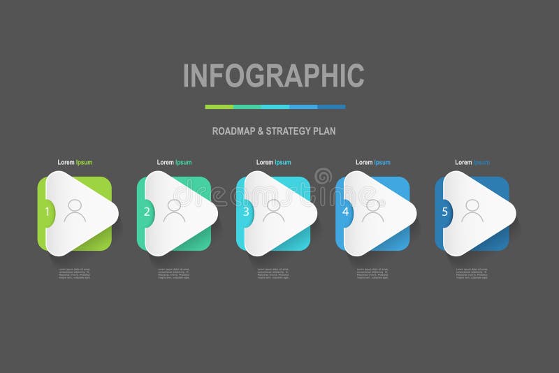 Infographic Element Template, Business Concept with 5 Steps, White ...