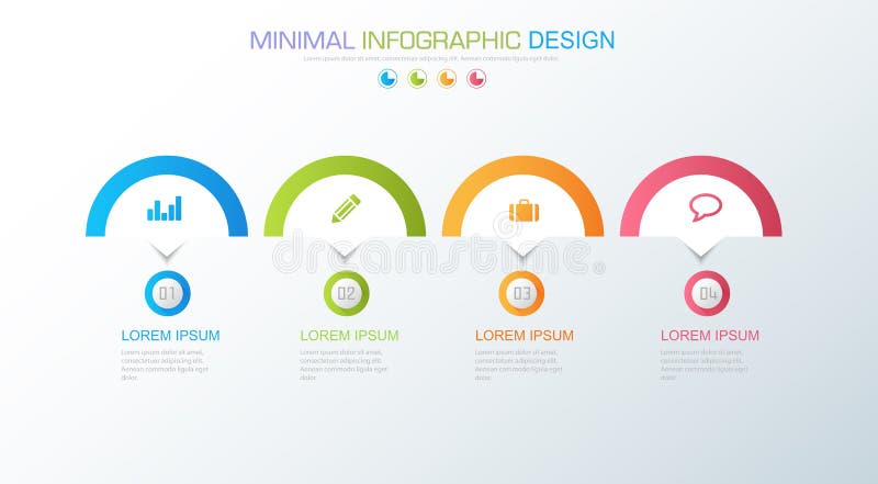 Infographic Elements with Business Icon on Full Color Background Circle ...