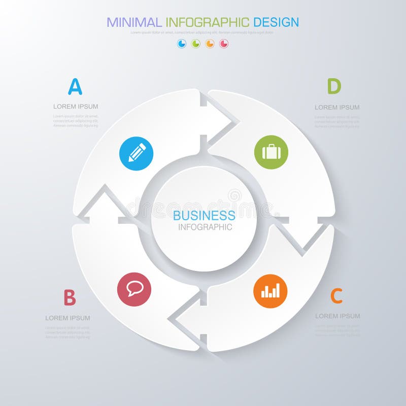 Infographic Elements with Business Icon on Full Color Background ...