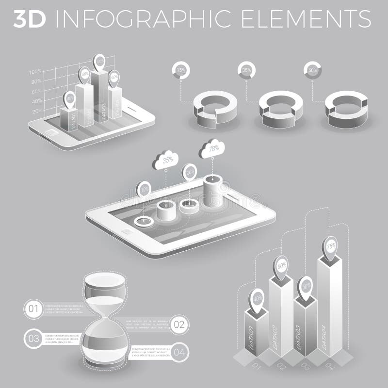 Corporate Infographic Elements in Gray and White Stock Vector ...