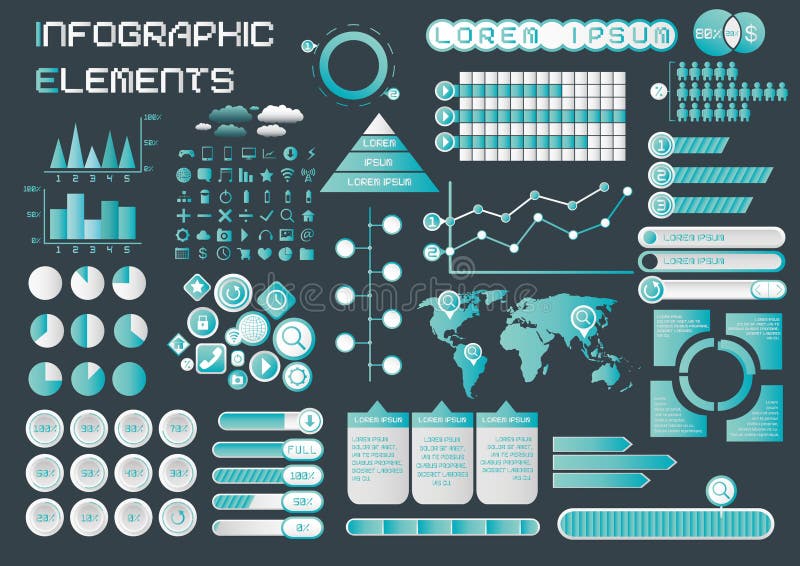 Infographic Elements Cyan Theme Stock Vector - Illustration of ...