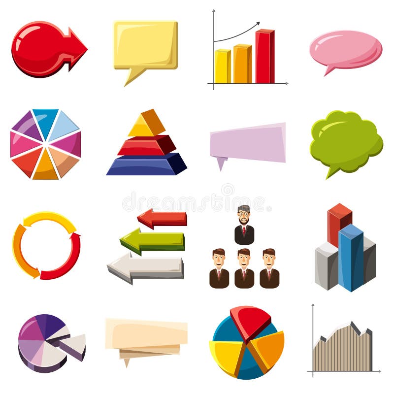 Infographic Elements Icons Set, Cartoon Style Stock Vector ...