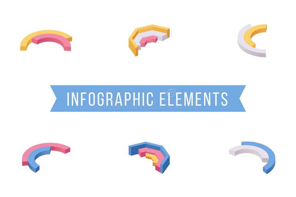 Infographic Elements Isometric Vector Illustrations Set. Various Multi ...